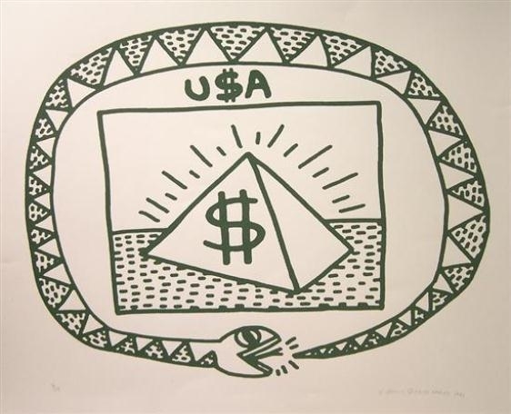 Keith Haring | Untitled (Snake and Pyramid) (1983) | MutualArt