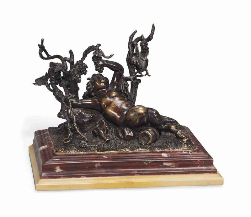 Flemish School, 19th Century | model of an infant satyr eating grapes ...