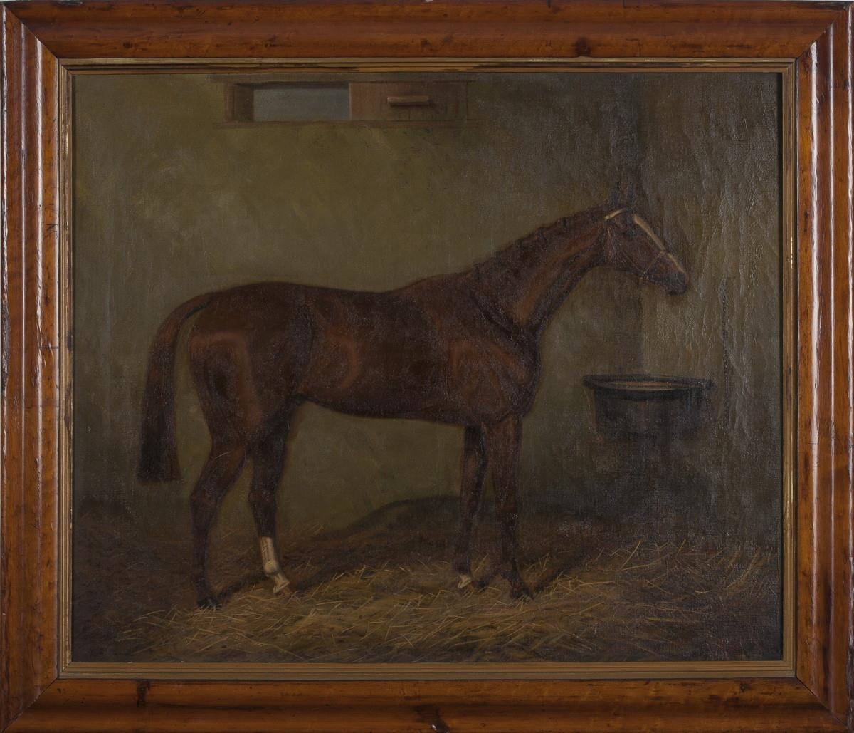 William Albert Clark | PORTRAIT OF A THOROUGHBRED HORSE IN A STABLE ...