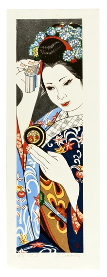 Jun'ichirô Sekino | 4 works: narrow print depicting a maiko; Boy and ...