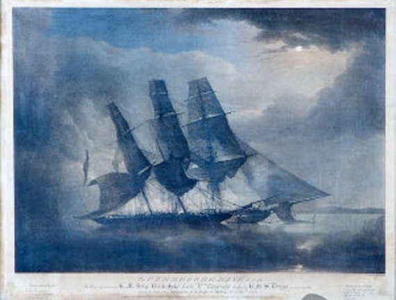 George Philip Reinagle | Black Joke Engaging the Spanish Slave Brig ...