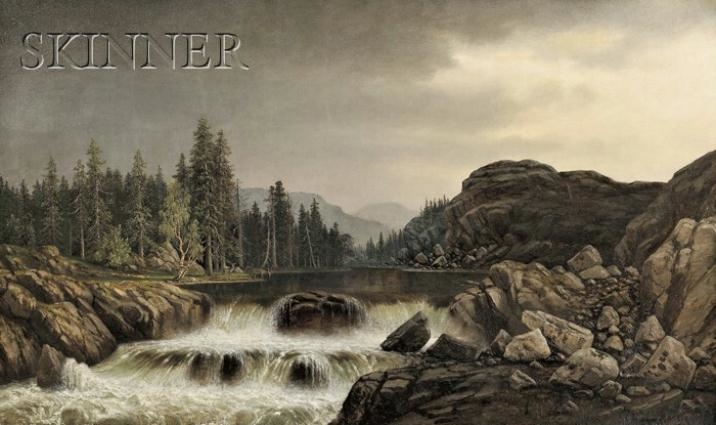 Henry Arthur Elkins | Mountain Landscape with Deer by a River | MutualArt