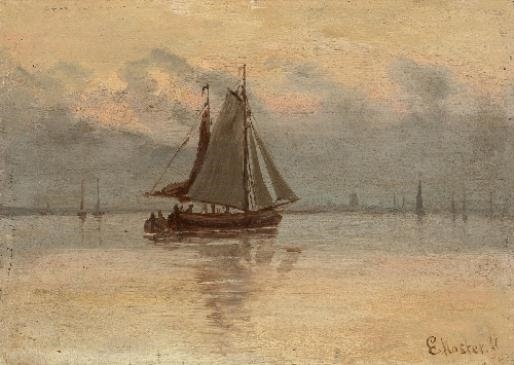 Everhardus C. Koster | Sailing Ships With A Town In The Distance ...