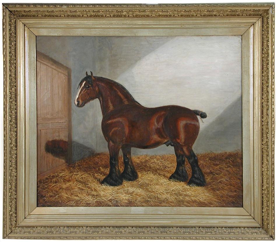 Albert Clark | Portrait of a Dark Bay Shire in a Stable (1895) | MutualArt