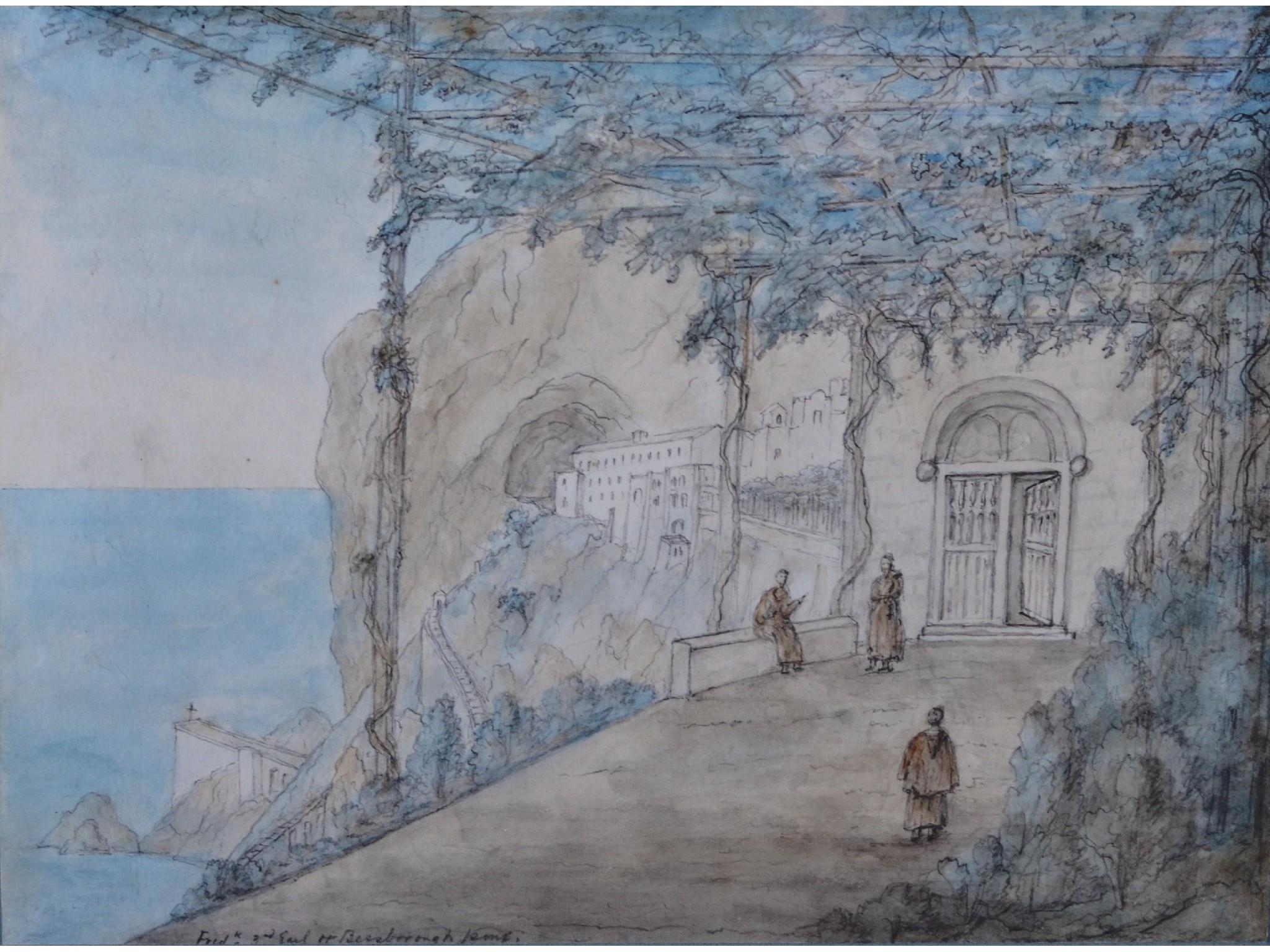 Frederick Ponsonby | Figures on the terrace of the Capuchin convent ...