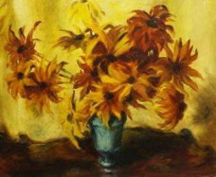 Kenneth Hancock | Flowers in a blue vase | MutualArt