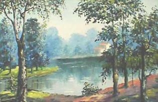 Cesare Ricciardi | A RIVER LANDSCAPE (1966) | MutualArt