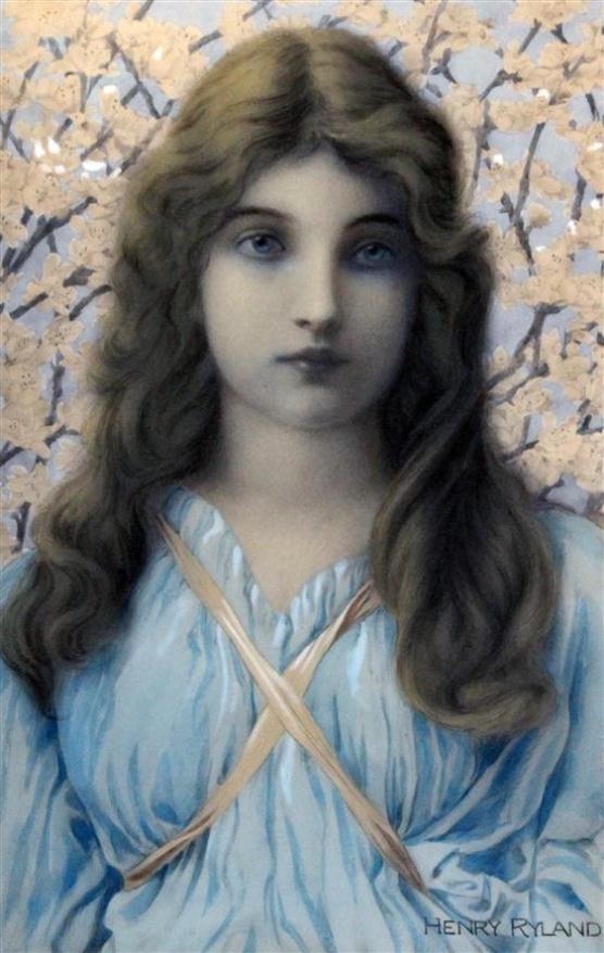 Henry Ryland | Girls by a wellhead with birds | MutualArt