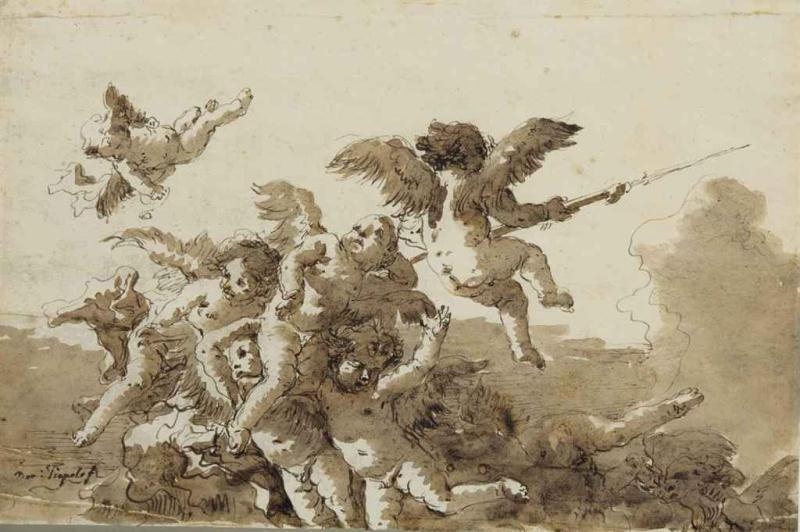 Giovanni Domenico Tiepolo | PUTTI FLYING AMONGST THE CLOUDS | MutualArt