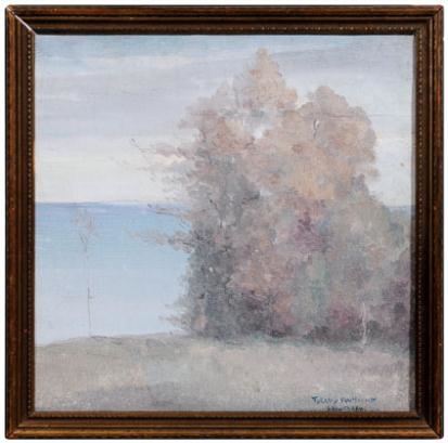 Leon Dabo | trees by a waterfront (1912) | MutualArt