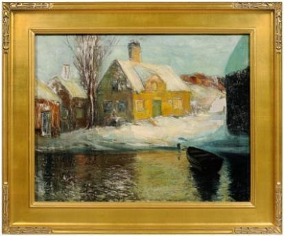 Svend Rasmussen Svendsen | House by a Frozen Pond | MutualArt