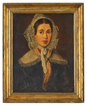 Thomas Ware | portrait of a young lady in a white bonnet | MutualArt