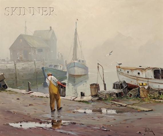 Otis Cook | Rockport Dock Scene | MutualArt
