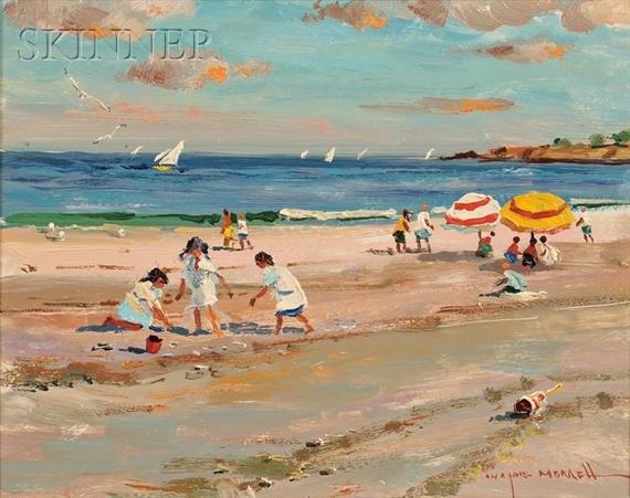 Wayne Beam Morrell | Children Playing on the Beach | MutualArt