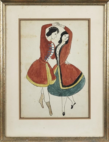 Unknown | folk drawing of two dancers | MutualArt
