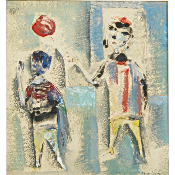Polia Pillin | Two Children with a Red Balloon | MutualArt