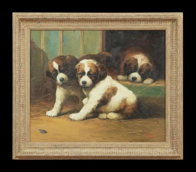 Jean Lefort | Three St. Bernard Puppies | MutualArt