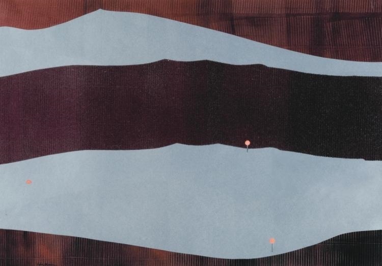 Beverly Linney Hallam | Red Snow Fences and Three Markers | MutualArt