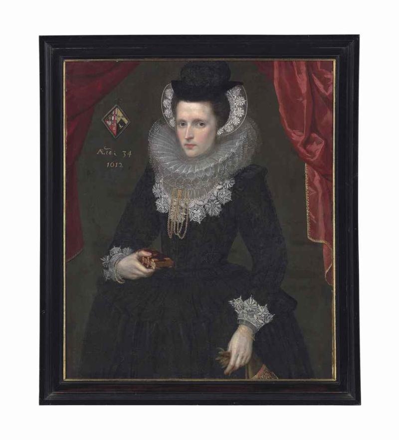 British School, 17th Century | Portrait of a lady of the Sewall family ...