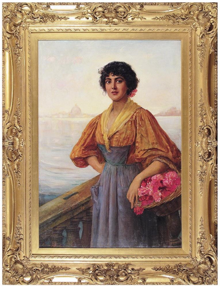 Louise Jopling | Portrait of a lady with flowers (1896) | MutualArt