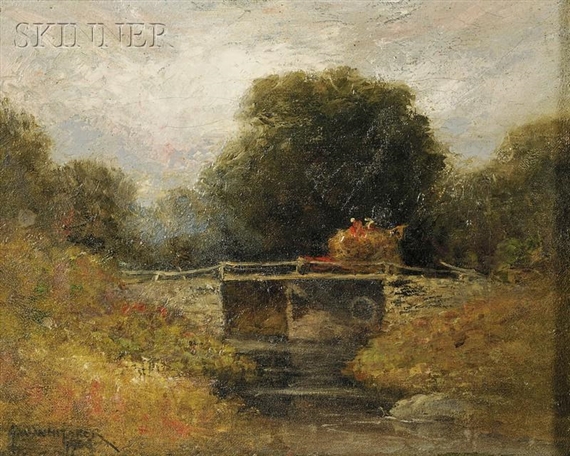 George William Whitaker | Hay Wagon on a Bridge | MutualArt