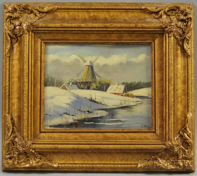 Otto Klein | Winter Landscape by a Windmill | MutualArt