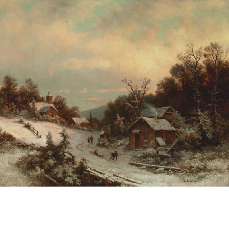 Johann Wilhelm Lindlar | Village in Winter | MutualArt