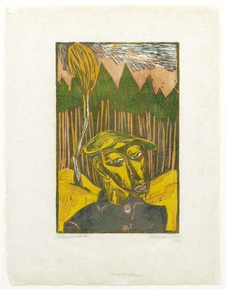 Conrad Felixmüller | Einsamer Mann im Wald (1920) | MutualArt