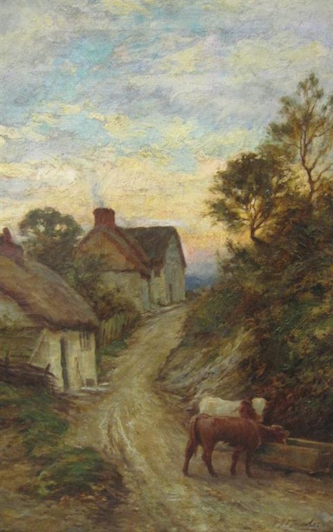 Frederick James Knowles | Cattle on a Track, a farmhouse beyond | MutualArt