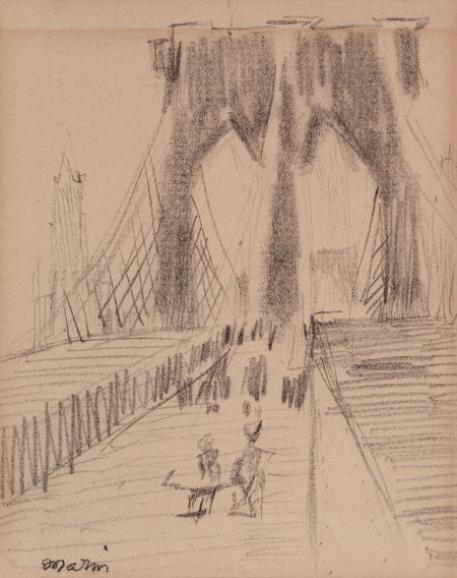 John Marin | 2 works: The Brooklyn Bridge and Abstract Landscape (1932 ...