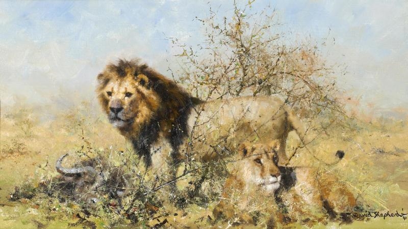 David Shepherd | Lion pair (1991) | MutualArt