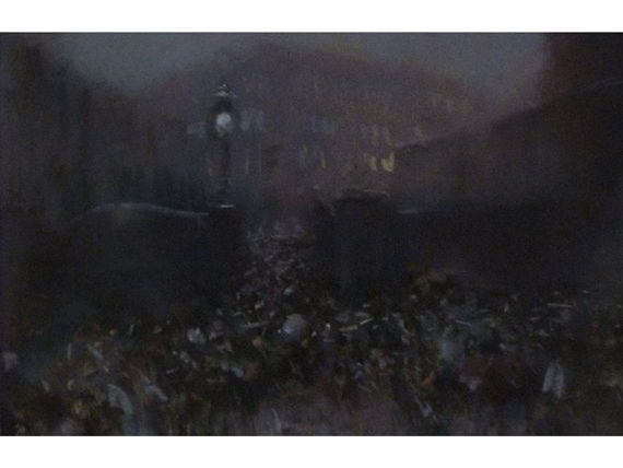 Marc Grimshaw | Crowded street scene with factory | MutualArt