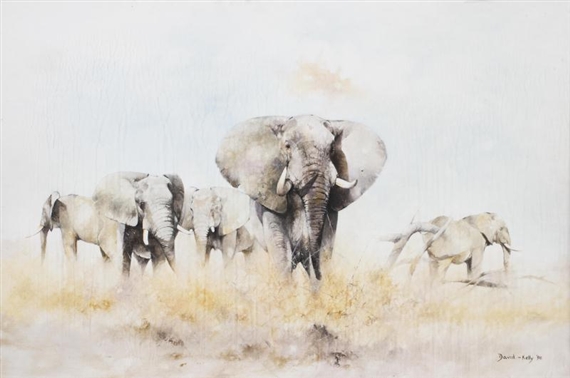 David Kelly | A herd of elephants (1990) | MutualArt