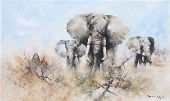 David Kelly | Pride of the herd, elephants (1990) | MutualArt