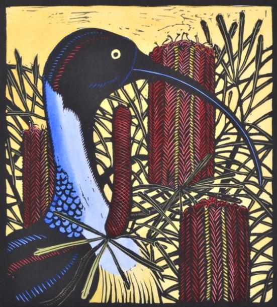 Leslie Sluys | Ibis and Swamp Banksia (1980) | MutualArt
