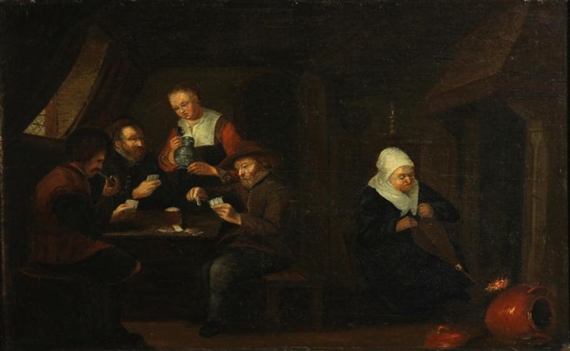 Abraham de Pape | Figures playing cards in a tavern | MutualArt