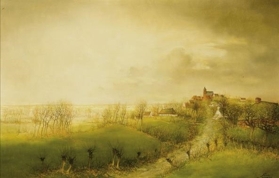 Leo Piron | A view of Nukerke in wintertime | MutualArt