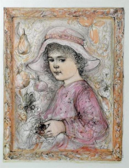 Edna Hibel | Girl in pink | MutualArt