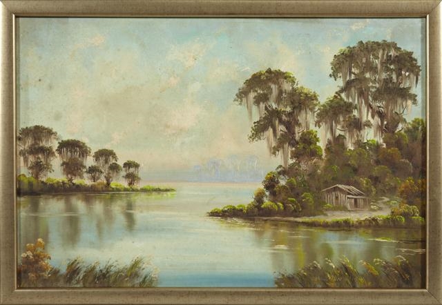Charles R. Handford | Louisiana Bayou Scene with Cabin | MutualArt