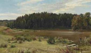 Ivan Shishkin | Russian spring landscape with a serpentine stream ...