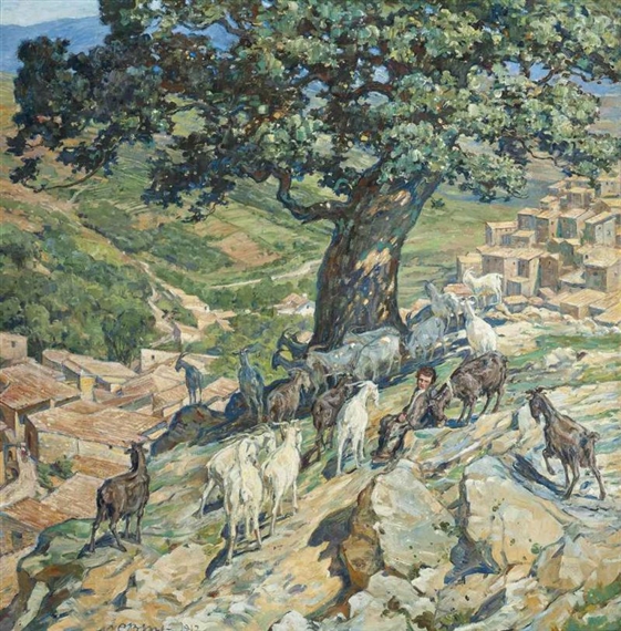 Carl Budtz-Moller | A boy and his goats above Anticoli, Italy (1912 ...