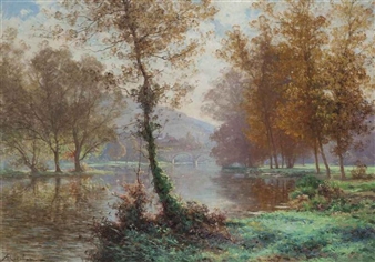 Albert-Gabriel Rigolot | Autumn landscape with a pond | MutualArt