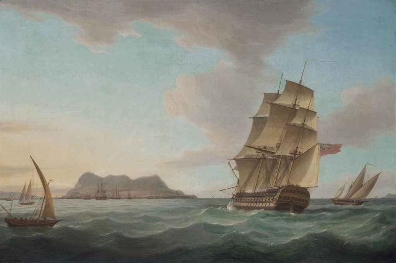 Thomas Whitcombe | A Royal Navy Third Rate heeling in the breeze as she ...