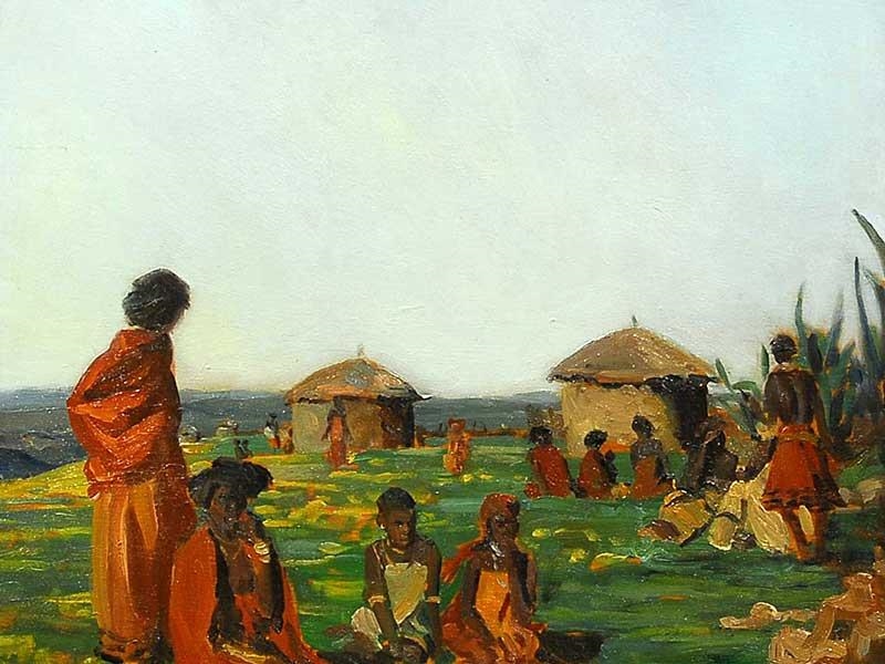 Monica Macivor | Village Scene with Figures | MutualArt