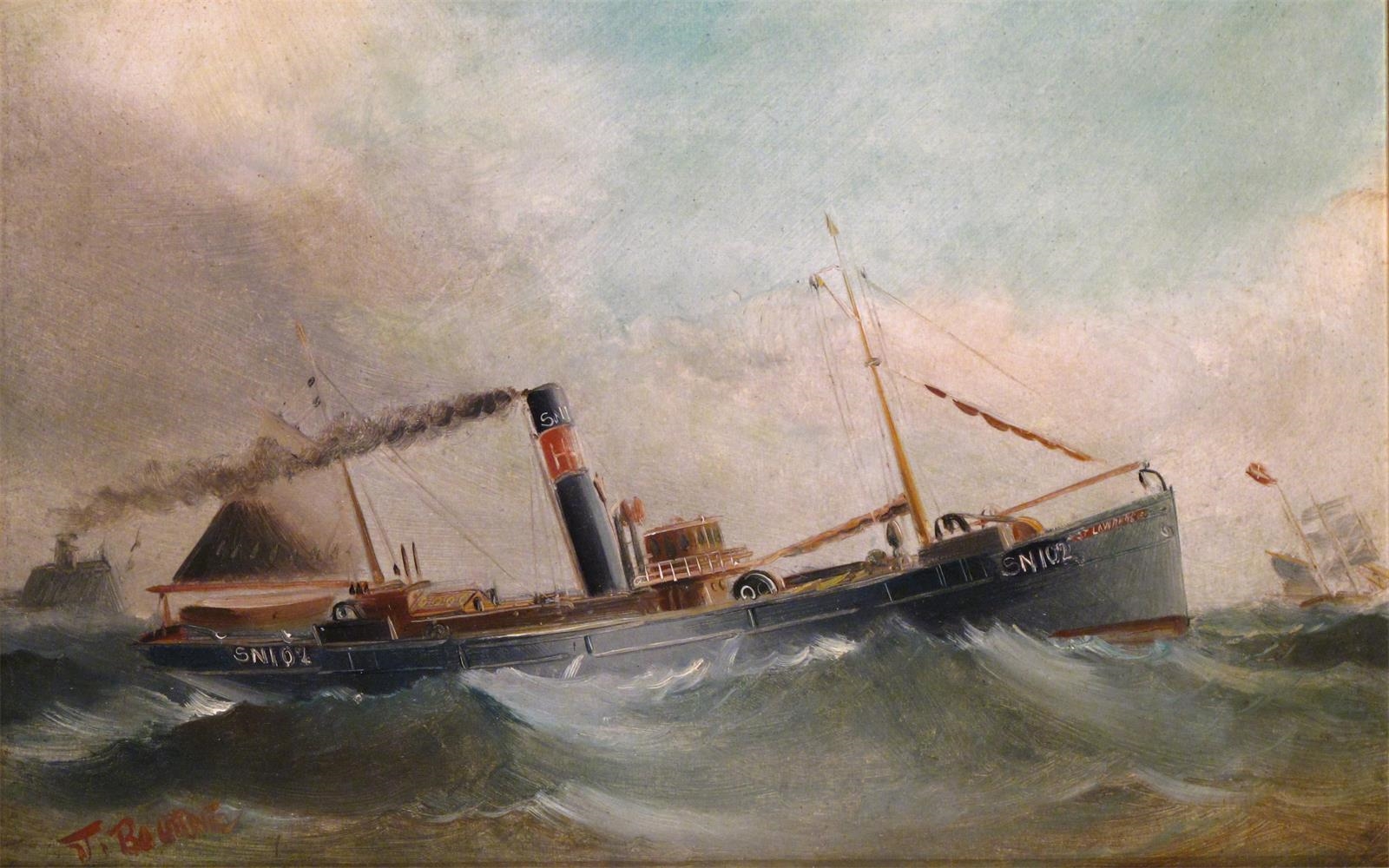 J. Bourne | Steam trawler St. Lawrence SN107 leaving port in a choppy ...