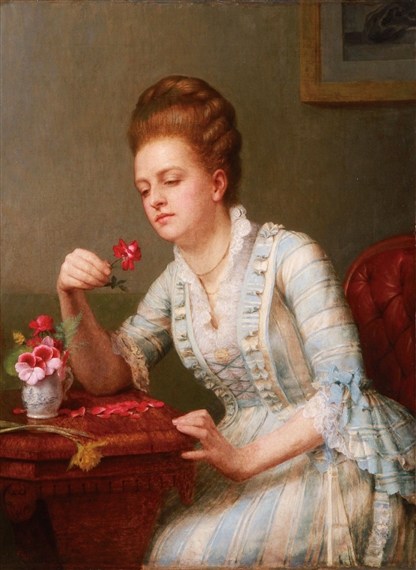 George Arthur Gaskell | He Loves Me, He Loves Me Not (1875) | MutualArt