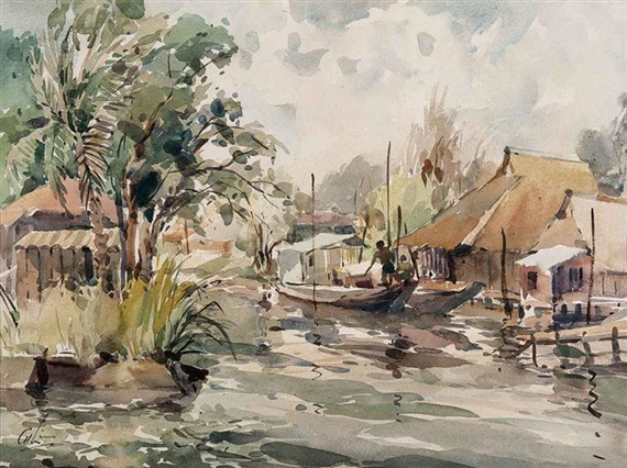 Lim Cheng Hoe | Kampung by the Riverside | MutualArt