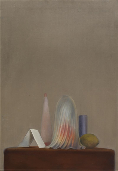 David Tindle | Still Life with lamp shade and fruit (1968) | MutualArt