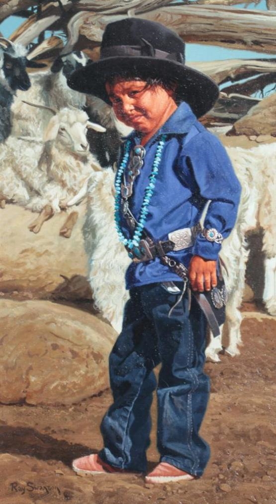 Ray Swanson | Navajo Boy With Goats | MutualArt