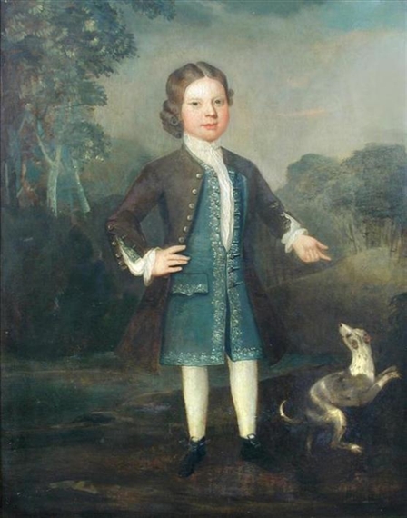 British School, 18th Century | Portrait of a young boy in a blue frock ...